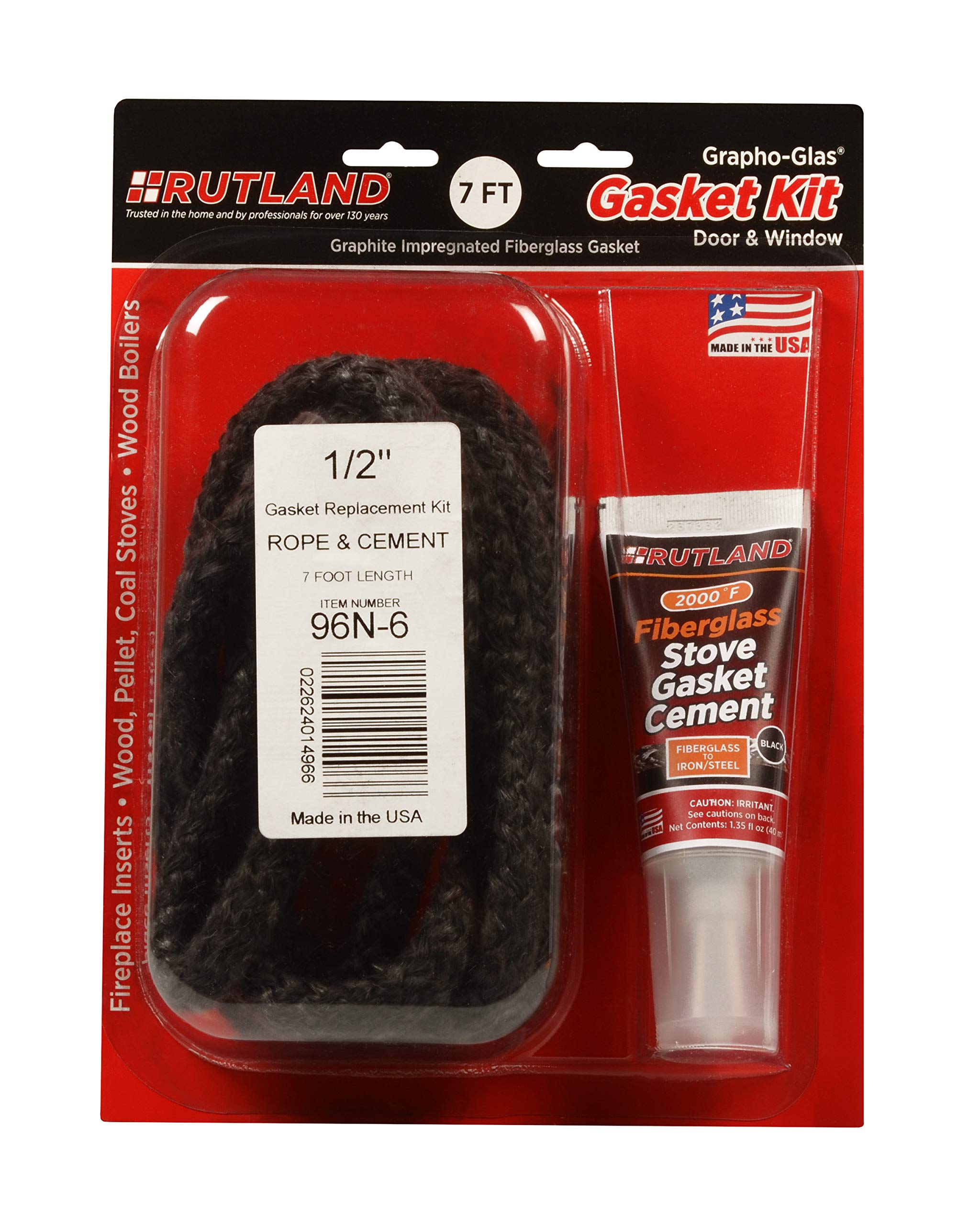 Rutland 96N-6 Grapho-Glas Rope Gasket Replacement Kit, 1/2-Inch by 7-Feet