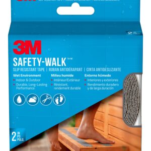 3M Safety-Walk Slip Resistant Tape, 2 in x 15 ft, Anti Slip Grey Tape, Ideal For Slippery & Wet Conditions, Self-Adhesive Backing, Quick & Easy Application, Durable & Long-Lasting (370G-R2X180)