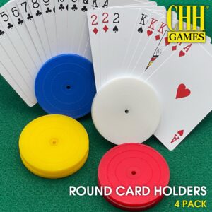 4 Piece Round Card Holders in Red, White, Yellow & Blue, Multi