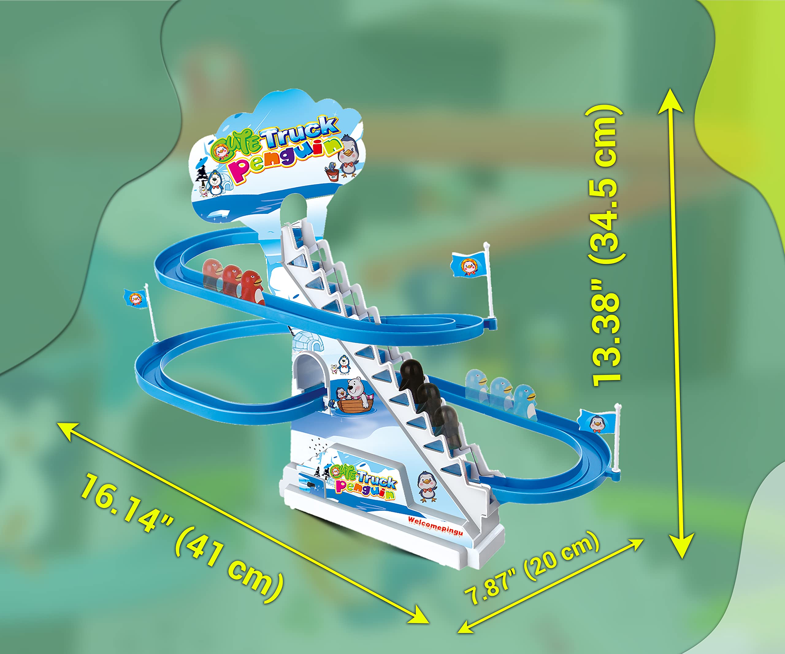 ARSUK Penguin Race Game Toy Playful Musical Roller Coaster Track Playset with Music & LED Flashing Lights On/Off Button for Toddlers and Kids Gift