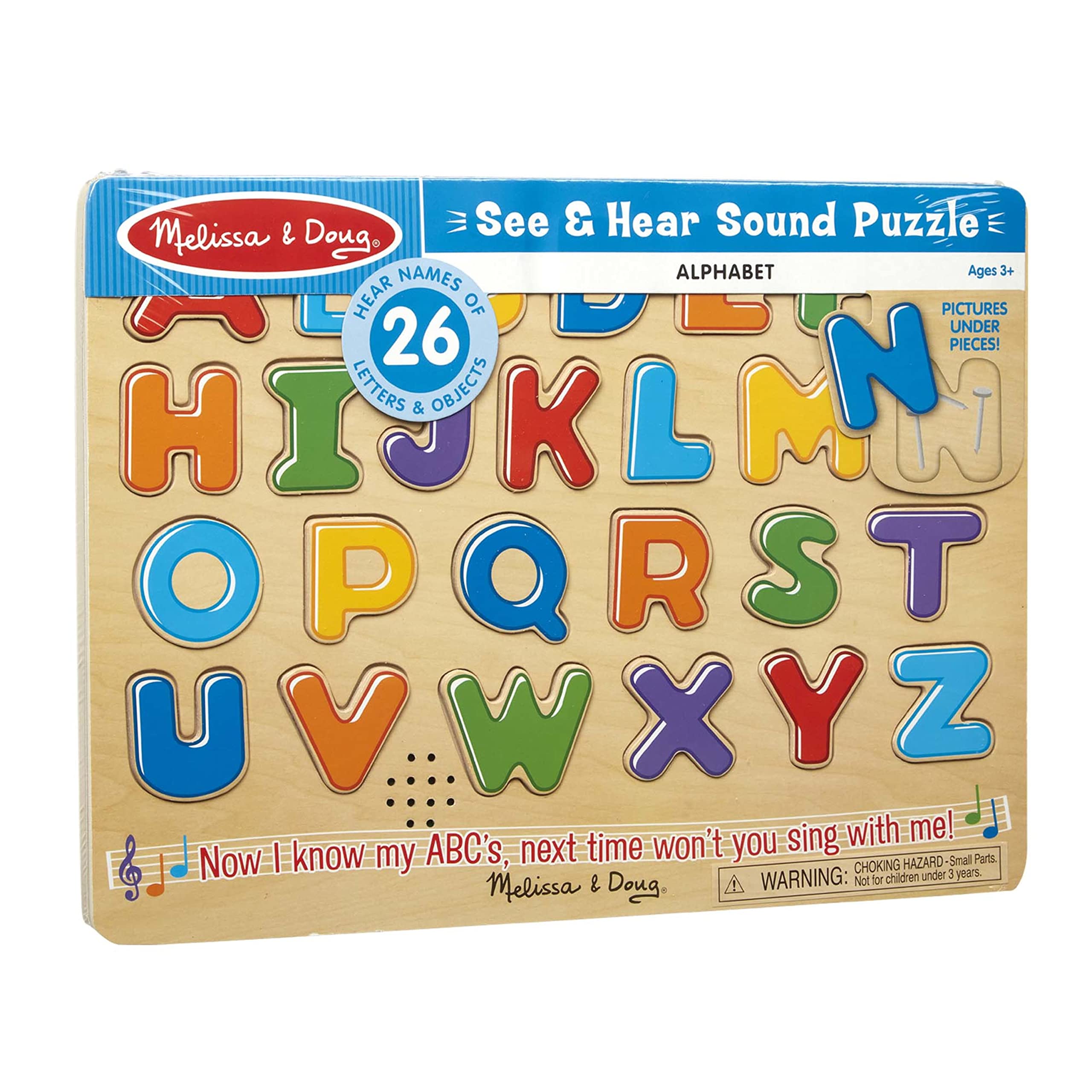 Melissa & Doug Wooden Alphabet Sound Puzzle - Wooden Puzzle With Sound Effects (26 pcs)