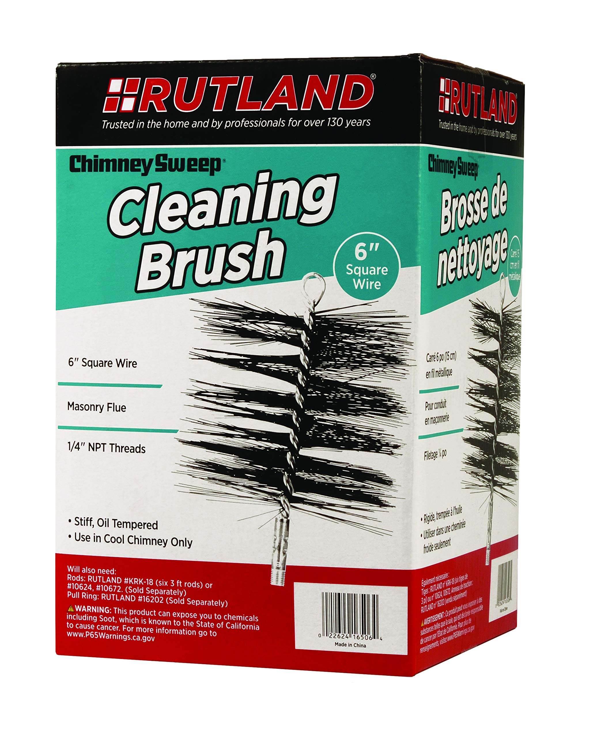 Rutland Products 16506 6-Inch Square Chimney Cleaning Brush