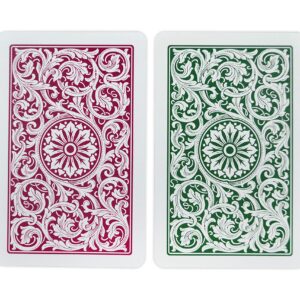 Copag 1546 Design 100% Plastic Playing Cards, Bridge Size (Narrow) Green/Burgundy (Standard Index, 1 Set)