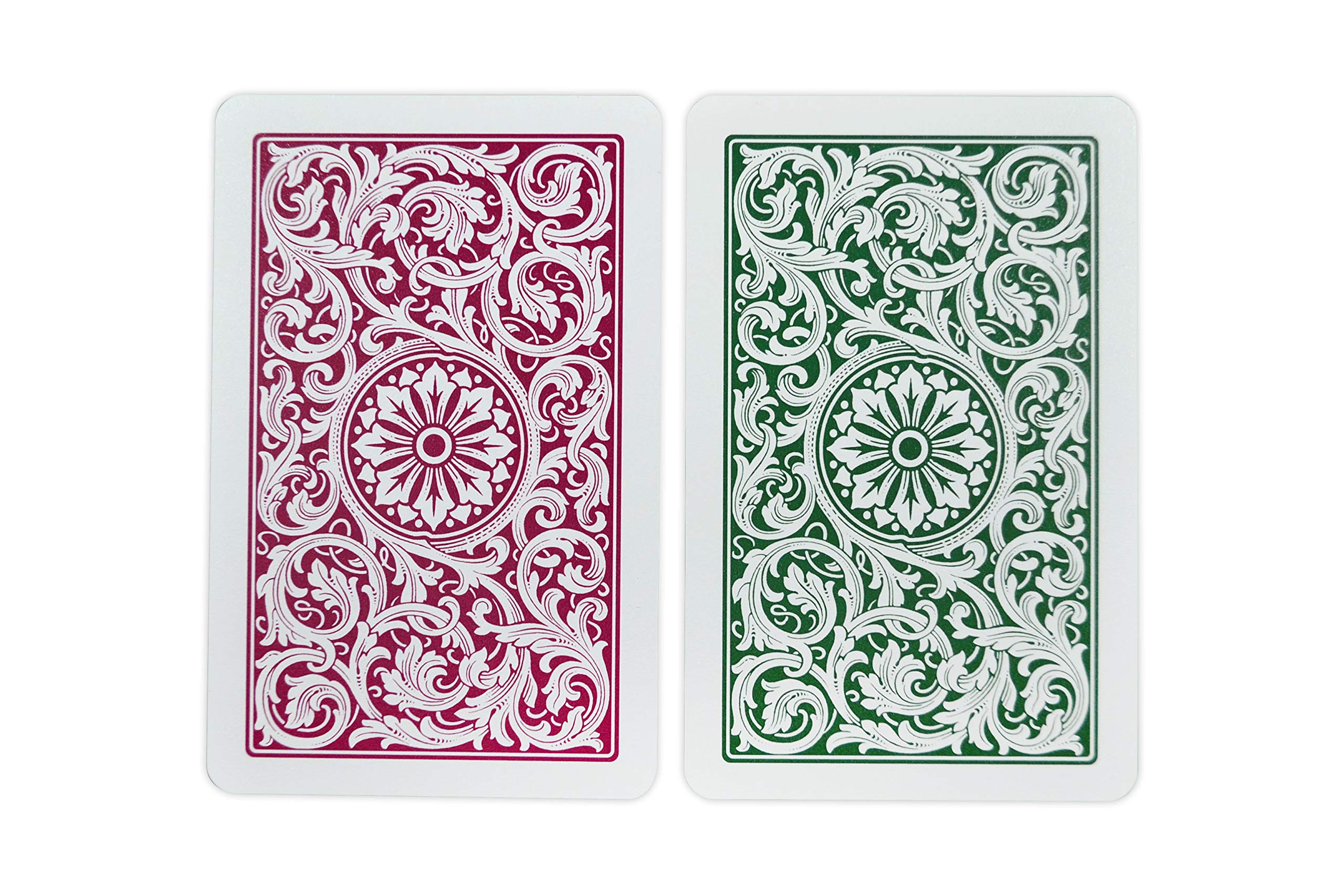 Copag 1546 Design 100% Plastic Playing Cards, Bridge Size (Narrow) Green/Burgundy (Standard Index, 1 Set)