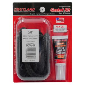 rutland products rutland 96w-6 grapho-glas rope gasket replacement kit, 5/8-inch by 7-feet, 5/8" x7', black