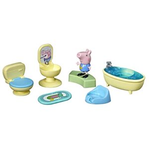 peppa pig peppa's adventures george’s bathtime accessory set preschool toy, george pig figure and 6 accessories, for ages 3 and up