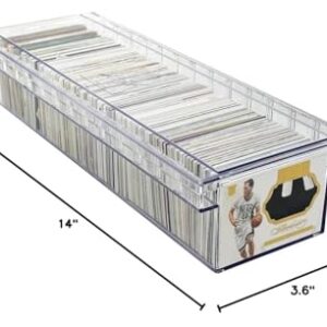 BallQube Trading Card Storage Box with Dividers Clear Stackable Storage Box with Dividers Card Boxes for Baseball Cards Trading Card Box for Football Cards Holds 800 Sports Cards