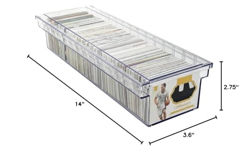 BallQube Trading Card Storage Box with Dividers Clear Stackable Storage Box with Dividers Card Boxes for Baseball Cards Trading Card Box for Football Cards Holds 800 Sports Cards