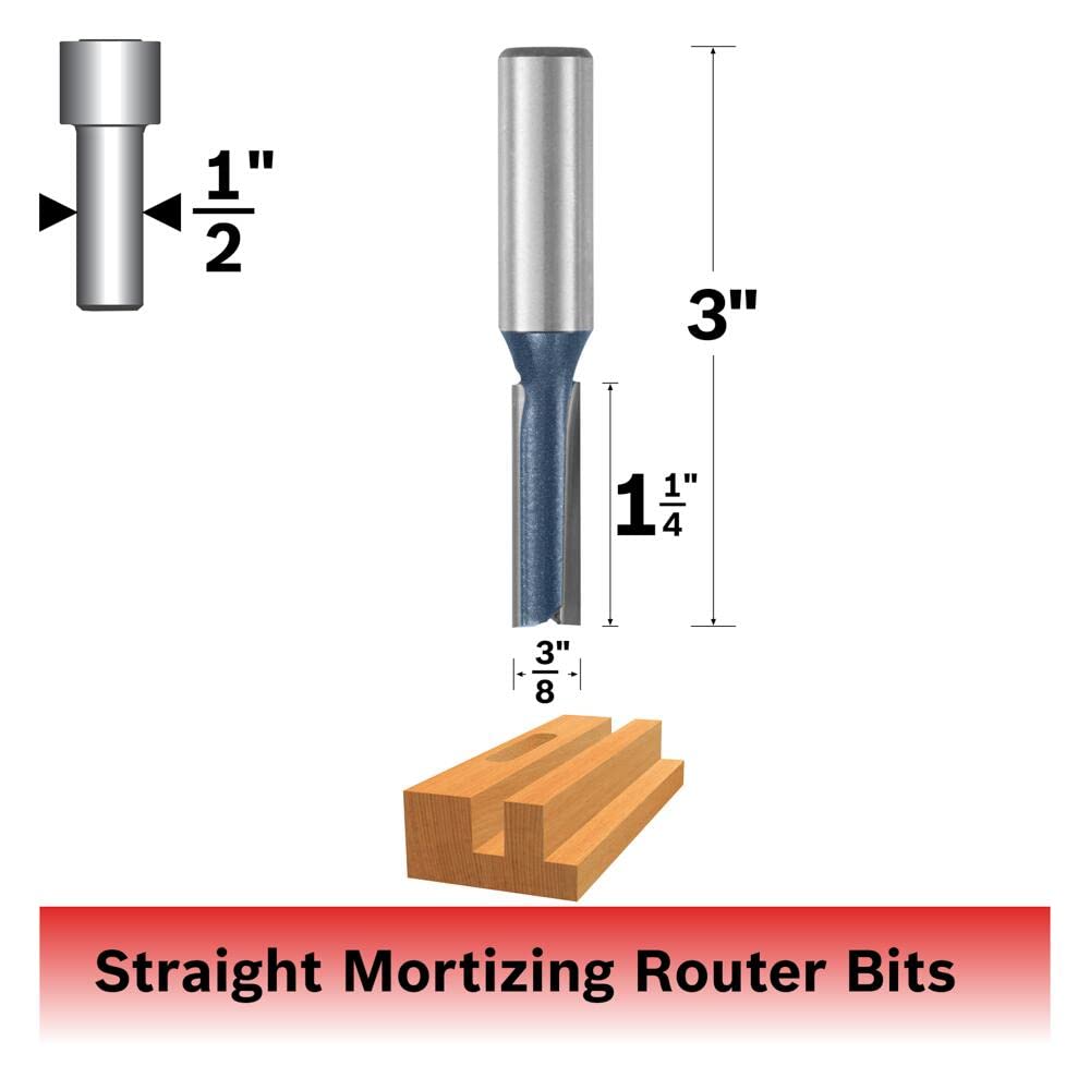 Bosch 84207M 3/8 In. x 1-1/4 In. Carbide Tipped 2-Flute Straight Bit