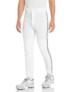 mizuno mens premier piped pant, white-black, large us