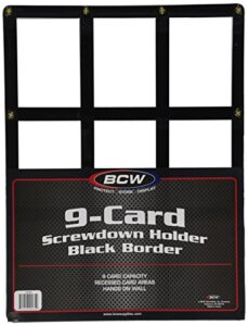 bcw wall mountable trading card display frame | 9 card screwdown holder | baseball card display frame | high-impact crystal clear polystyrene | ideal as a baseball card frame wall display