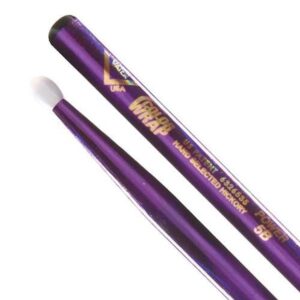 vater percussion color wrap 5a drumsticks, purple optic, nylon tip