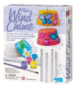 4m make a wind chime kit - arts & crafts construct & paint a wind powered musical chime diy gift for kids, boys & girls