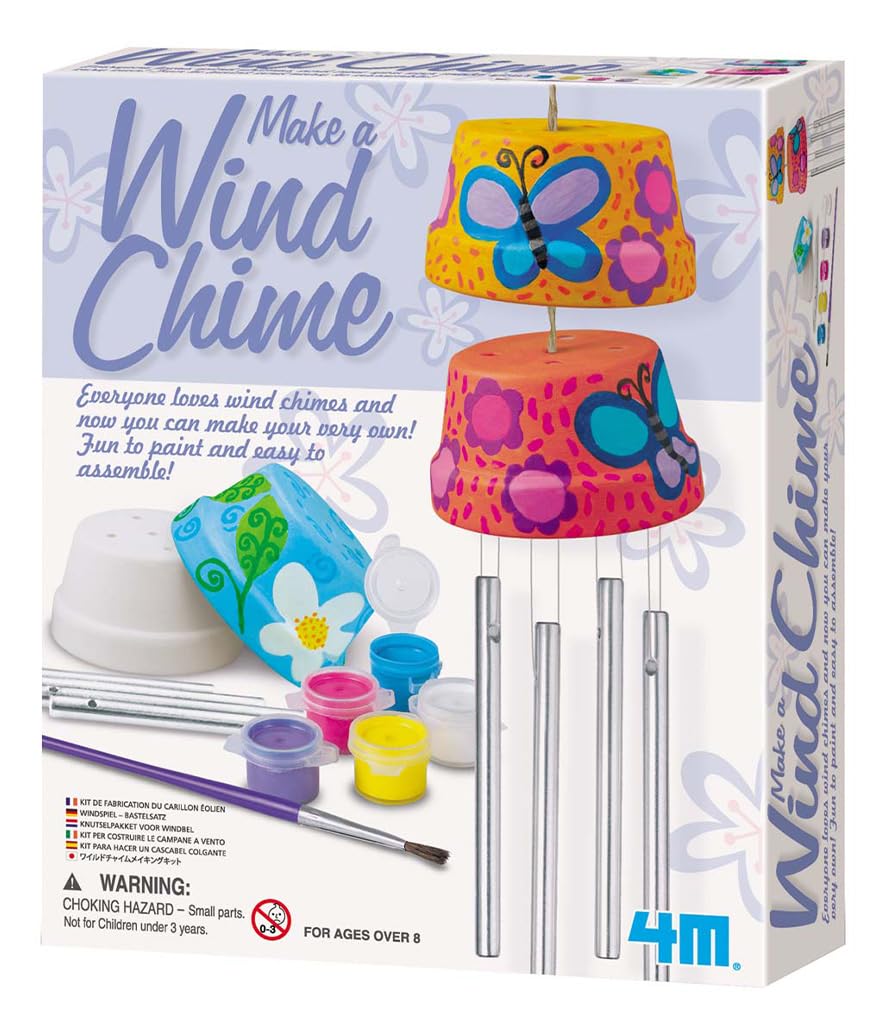 4M Make A Wind Chime Kit - Arts & Crafts Construct & Paint A Wind Powered Musical Chime DIY Gift for Kids, Boys & Girls