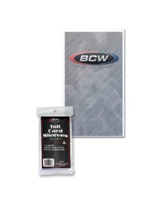 bcw tall trading card sleeves - pack of 100 | crystal clear polypropylene protective sleeves | acid-free & archival quality | perfect for basketball, football, widevision collectible cards