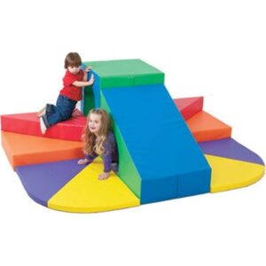 children's factory, cf322-078, tunnel mountain slide, rainbow, 10-pieces, kids & toddlers daycare or preschool indoor playground mat & climbing set