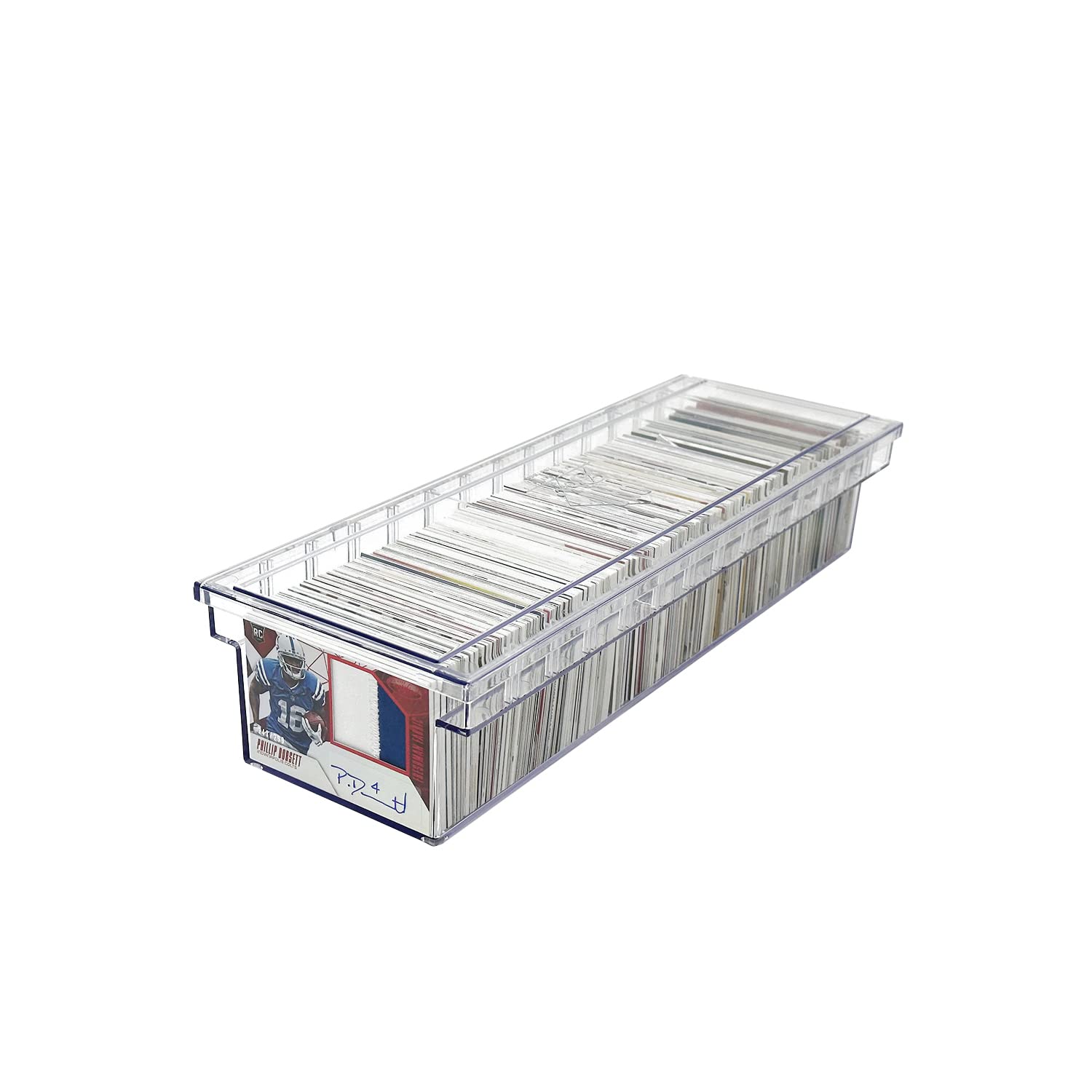 BallQube Trading Card Storage Box with Dividers Clear Stackable Storage Box with Dividers Card Boxes for Baseball Cards Trading Card Box for Football Cards Holds 800 Sports Cards