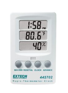 extech 445702 indicator relative humidity/temperature with clock