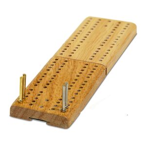 we games wooden folding travel cribbage board with metal pegs, small size for easy travel