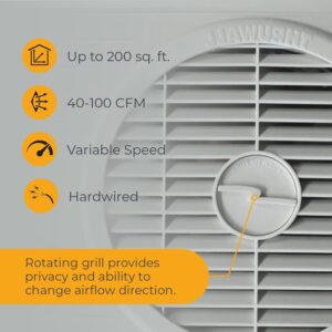 Suncourt ThruWall TW208P Room-to-Room Transfer Through Wall Vent Fan, 2-Speed Wall Vent Register Booster Fan, Quiet Operation, Improved Air Flow for Better Indoor Heating and Cooling, White