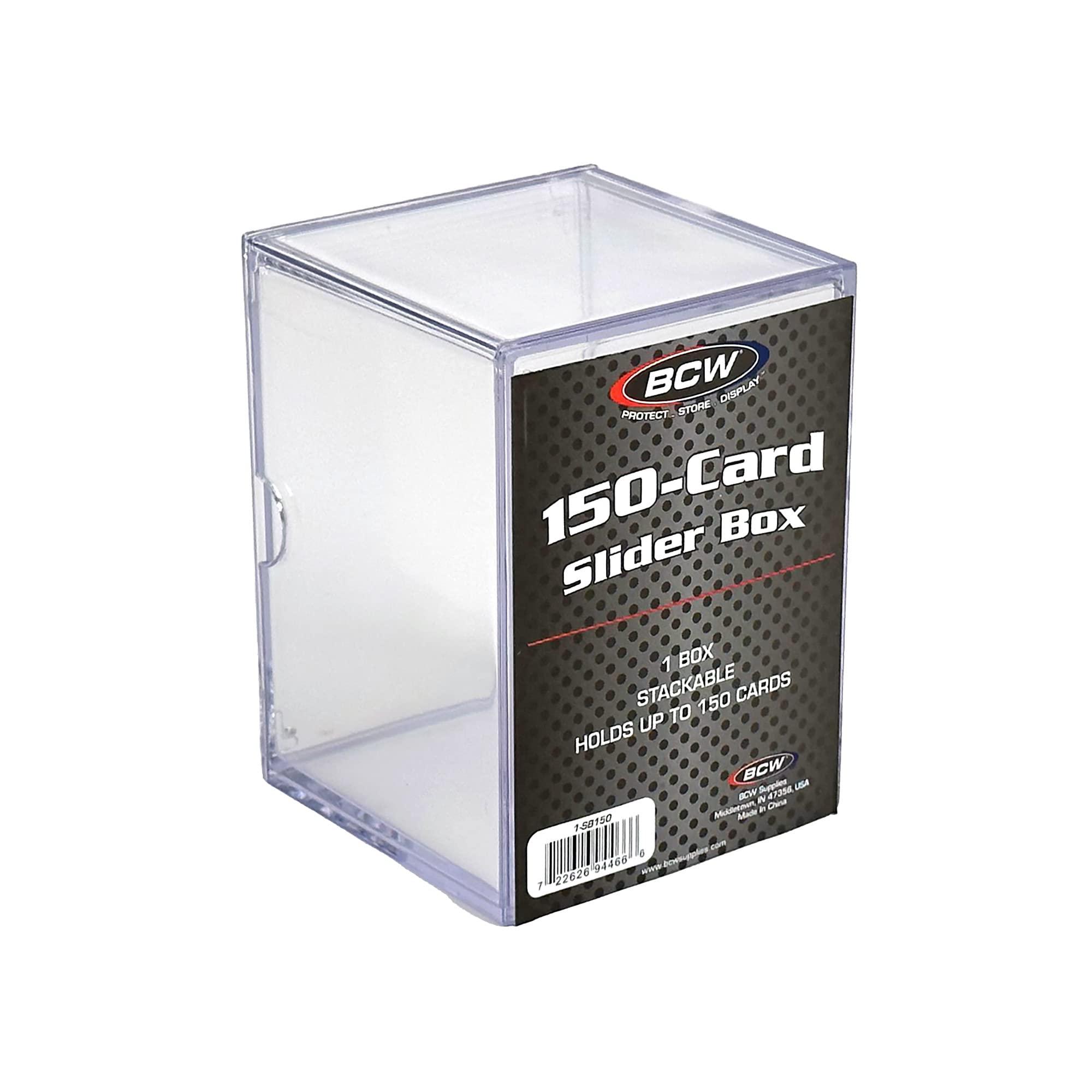 BCW 150 Card Slider Box | Premium Trading Card Storage | Sturdy, Stackable, Crystal-Clear Design for Magic The Gathering, Football, Basketball, Baseball Cards | Trading Card Case