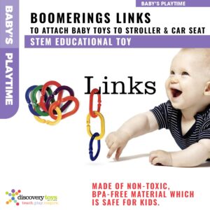 Discovery Toys BOOMERINGS Links to Attach Baby Toys to Stroller & Car Seat| Kid-Powered Learning | STEM Toy Early Childhood Development from Birth