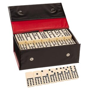 we games double twelve dominoes set - 91 dominoes in retro travel case - ideal for family games - perfect for game night