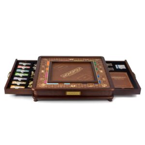 WS Game Company Monopoly Luxury Edition with Burl Finished Wood Cabinet