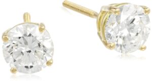 amazon collection igi certified 18k yellow gold, round-cut, diamond 4-prong studs (2 cttw, h-i color, si1-si2 clarity)