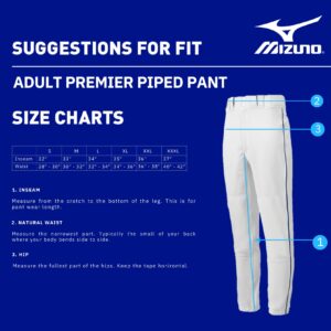 Mizuno mens Premier Piped Pant, White-black, Large US