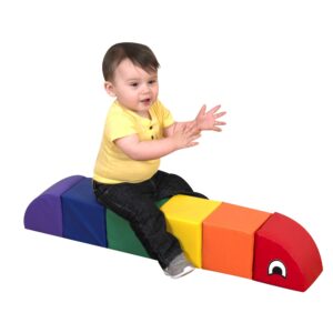 children's factory baby inchworm sit me up floor seat, primary cf321-902, indoor play equipment, toddler ride on learning toys for daycare or playroom, small, rainbow