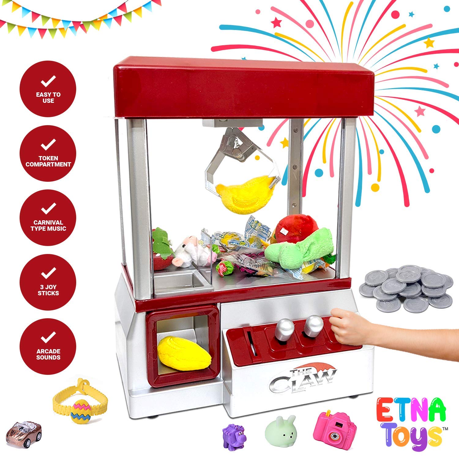 Etna Electronic Arcade Claw Machine Mini Candy Prize Dispenser Game with Sound