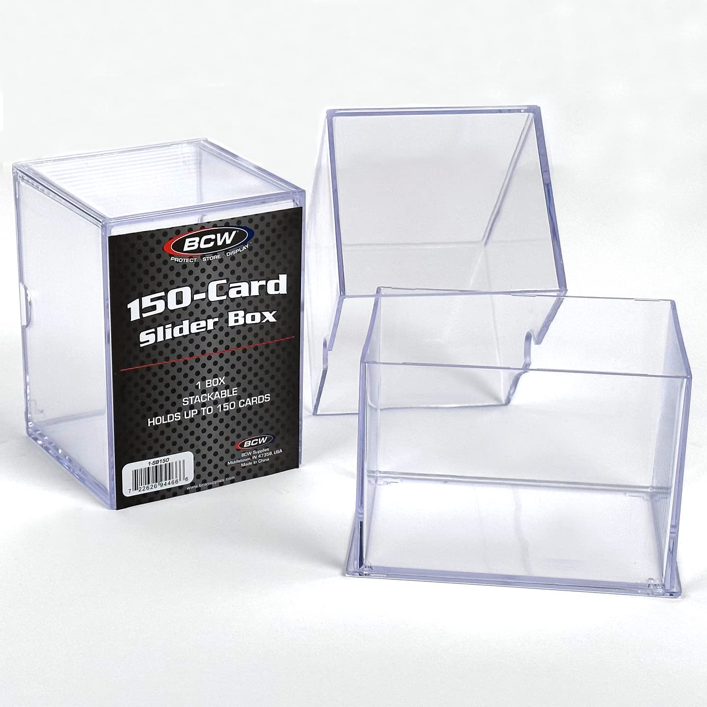 BCW 150 Card Slider Box | Premium Trading Card Storage | Sturdy, Stackable, Crystal-Clear Design for Magic The Gathering, Football, Basketball, Baseball Cards | Trading Card Case