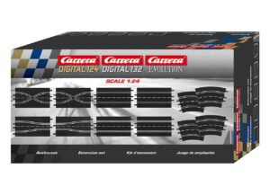 carrera 1:24 scale track extension set - accessory pack includes 12 pieces - for use with digital 124, 132 and evolution carrera slot car racetrack systems, large