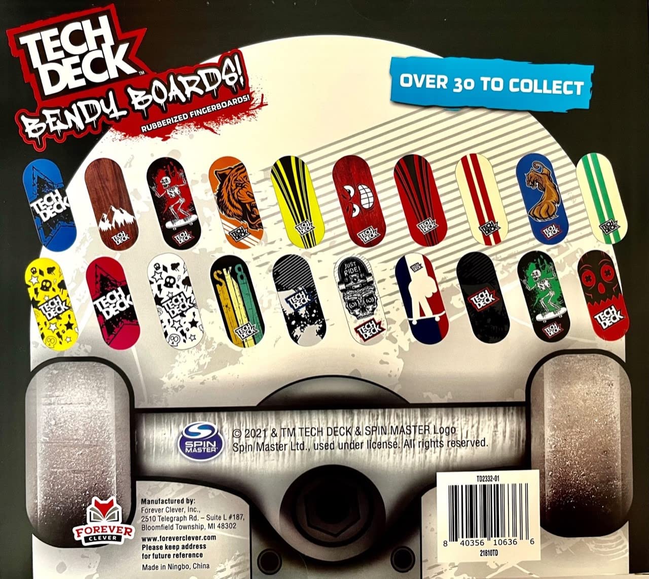 Tech Deck Bendy Boards Collectible Mini Skateboard Erasers, Rubberized Fingerboards (Set 2)