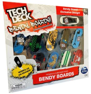 tech deck bendy boards collectible mini skateboard erasers, rubberized fingerboards (set 2)