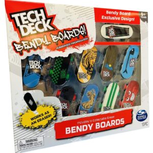 Tech Deck Bendy Boards Collectible Mini Skateboard Erasers, Rubberized Fingerboards (Set 2)