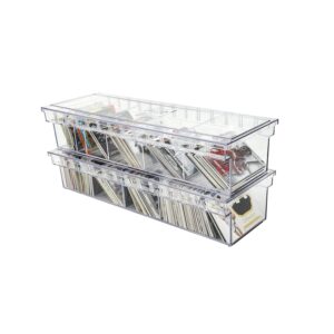 BallQube Trading Card Storage Box with Dividers Clear Stackable Storage Box with Dividers Card Boxes for Baseball Cards Trading Card Box for Football Cards Holds 800 Sports Cards