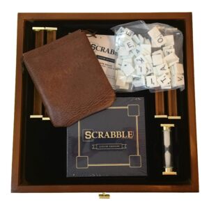 WS Game Company Scrabble Trophy Luxury Edition with Rotating Wooden Game Board