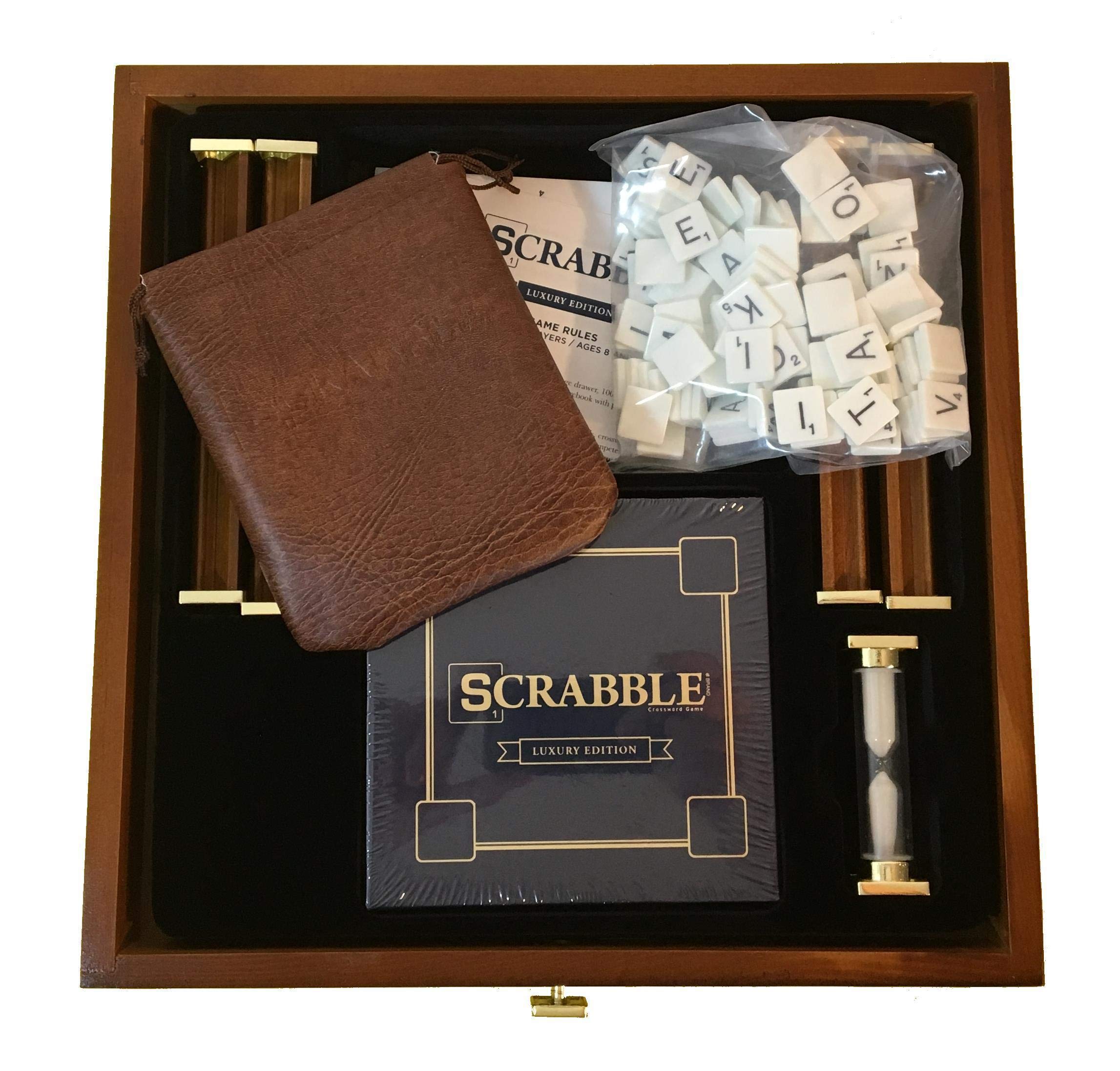 WS Game Company Scrabble Trophy Luxury Edition with Rotating Wooden Game Board