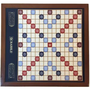 WS Game Company Scrabble Trophy Luxury Edition with Rotating Wooden Game Board