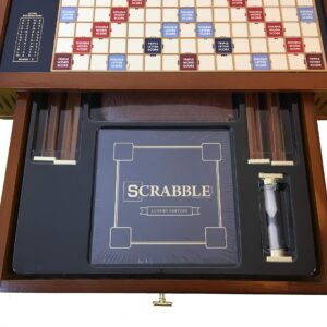 WS Game Company Scrabble Trophy Luxury Edition with Rotating Wooden Game Board