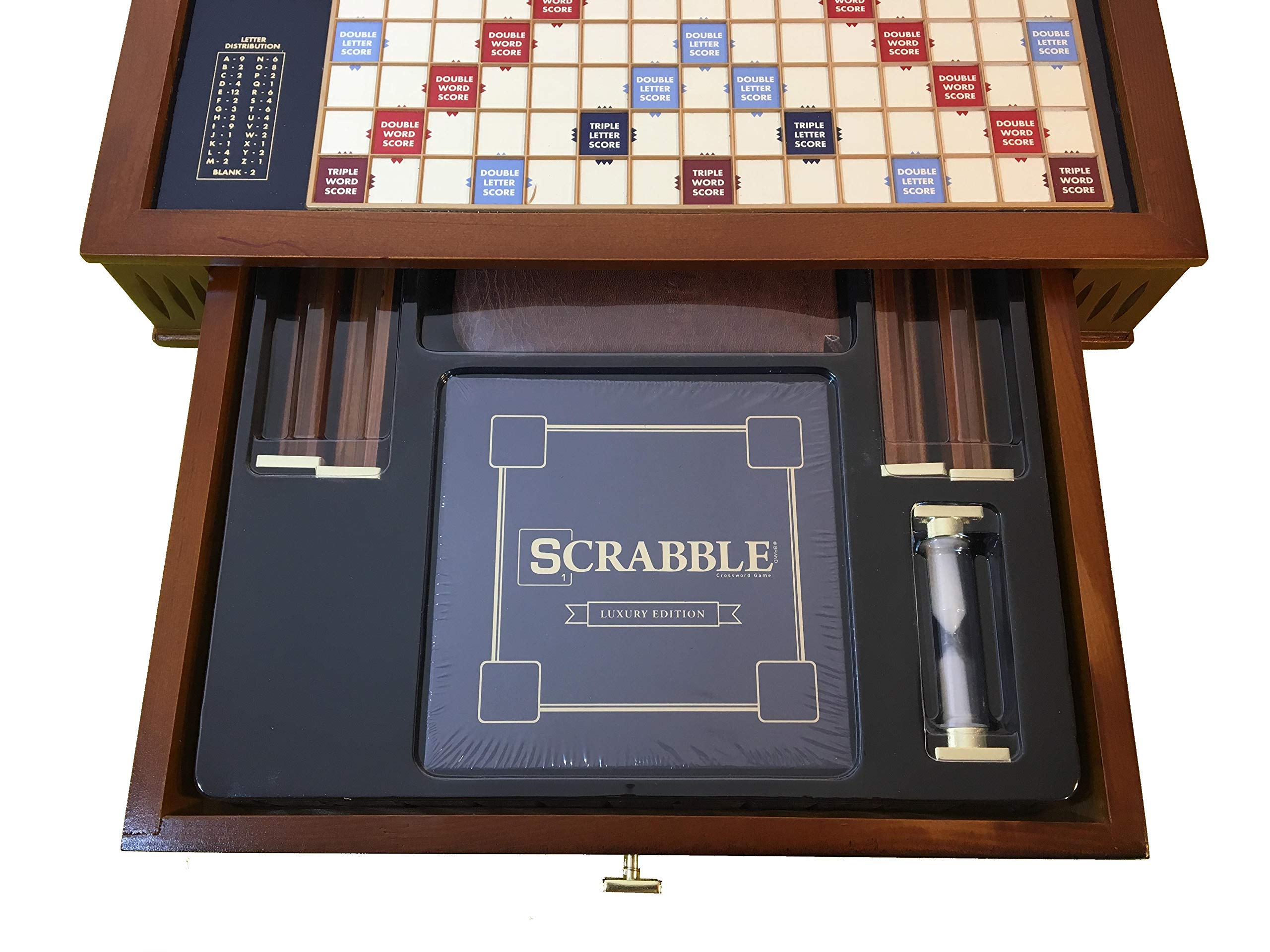 WS Game Company Scrabble Trophy Luxury Edition with Rotating Wooden Game Board