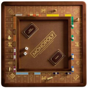 ws game company monopoly luxury edition with burl finished wood cabinet