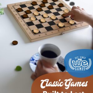 WE Games Checkers Pieces Only, Wooden Checker Board Game Pieces, 24 Dark Brown and Natural Stackable Pieces, Drawstring Storage Bag, 1.062 Diameter