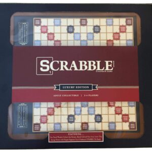 WS Game Company Scrabble Trophy Luxury Edition with Rotating Wooden Game Board