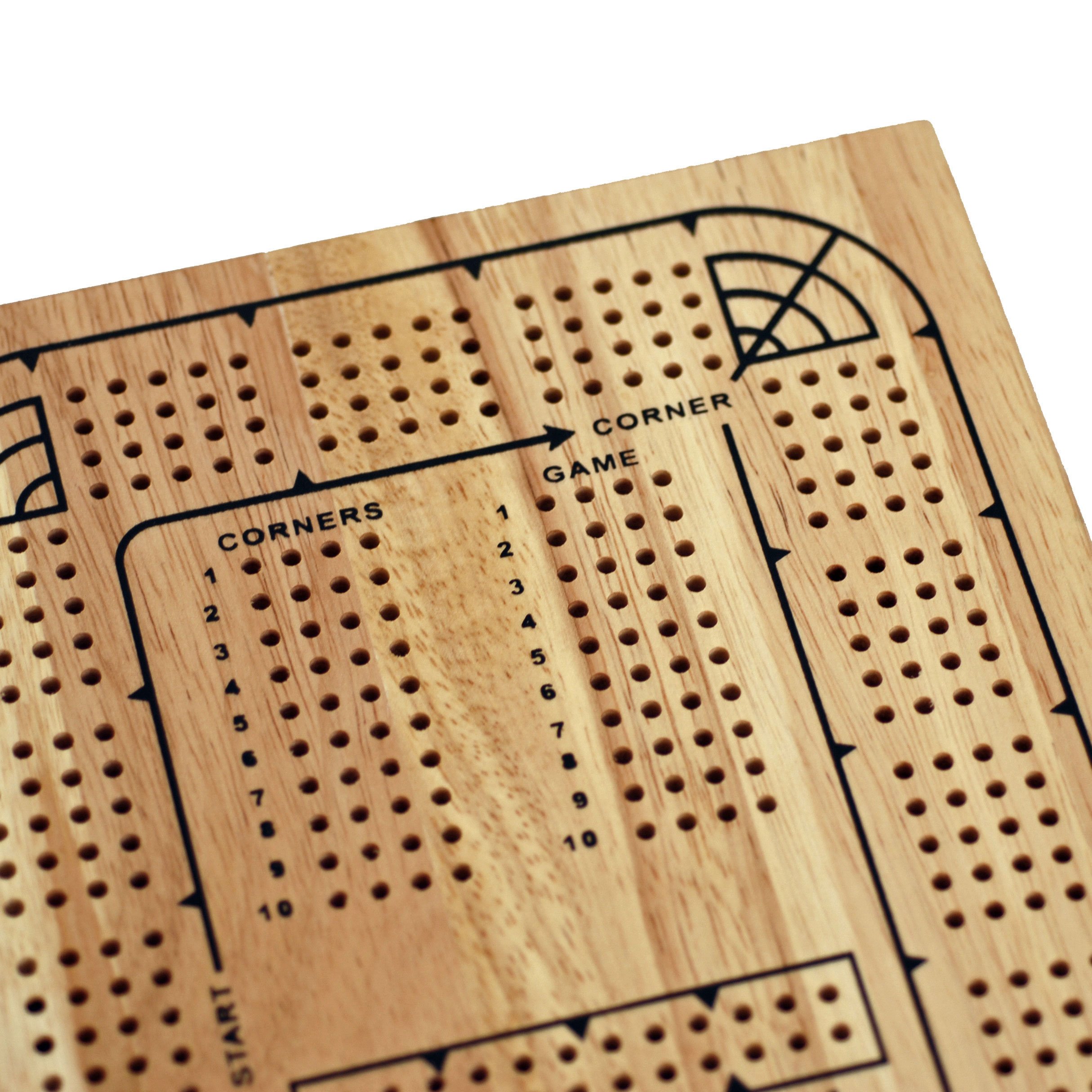 WE Games 4 Player Wooden Cribbage Board, Solid Natural Wood 4 Track Board, Plastic Pegs and Instructions, Card Games for Families and Adults