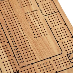 WE Games 4 Player Wooden Cribbage Board, Solid Natural Wood 4 Track Board, Plastic Pegs and Instructions, Card Games for Families and Adults