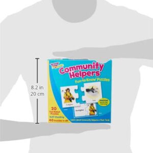 Trend Enterprises: Fun-to-Know Puzzles: Community Helpers, Learn About Community Helpers & Their Tools, 20 Two-Sided Puzzles, Self-Checking, 40 Puzzles Total, for Ages 3 and Up