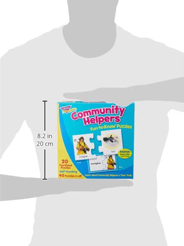 Trend Enterprises: Fun-to-Know Puzzles: Community Helpers, Learn About Community Helpers & Their Tools, 20 Two-Sided Puzzles, Self-Checking, 40 Puzzles Total, for Ages 3 and Up